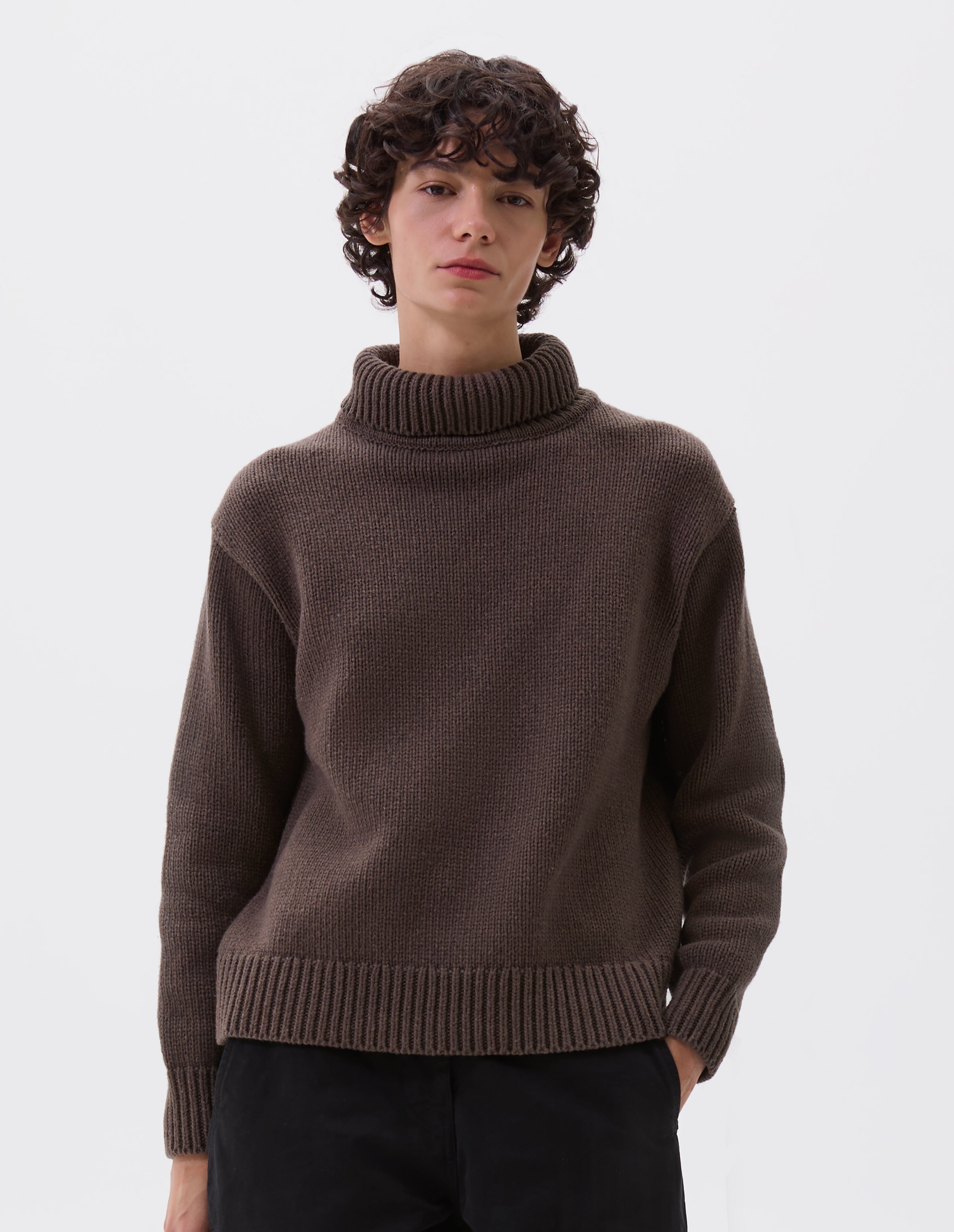 Conker wool mix Chunky High Neck Sweater | MHL. by Margaret Howell