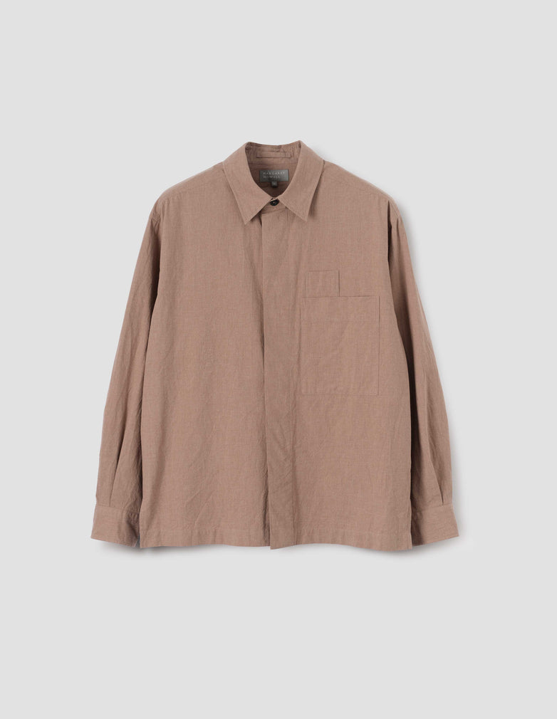 Coffee natural dye cotton poplin Two Pocket Shirt | Margaret Howell