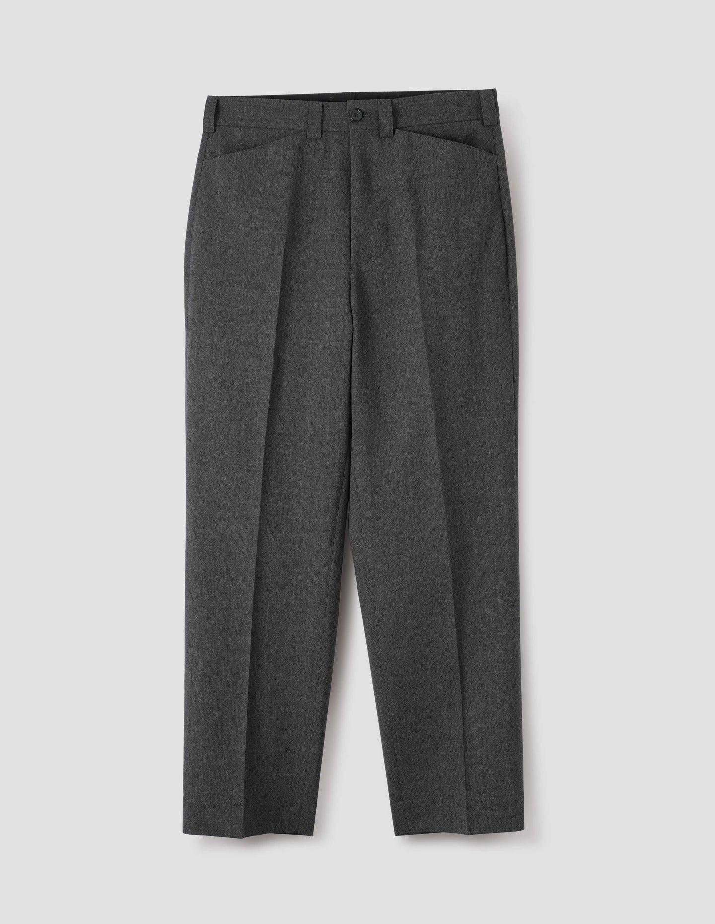 Charcoal crisp wool plainweave Back Yoke Trousers | Margaret Howell