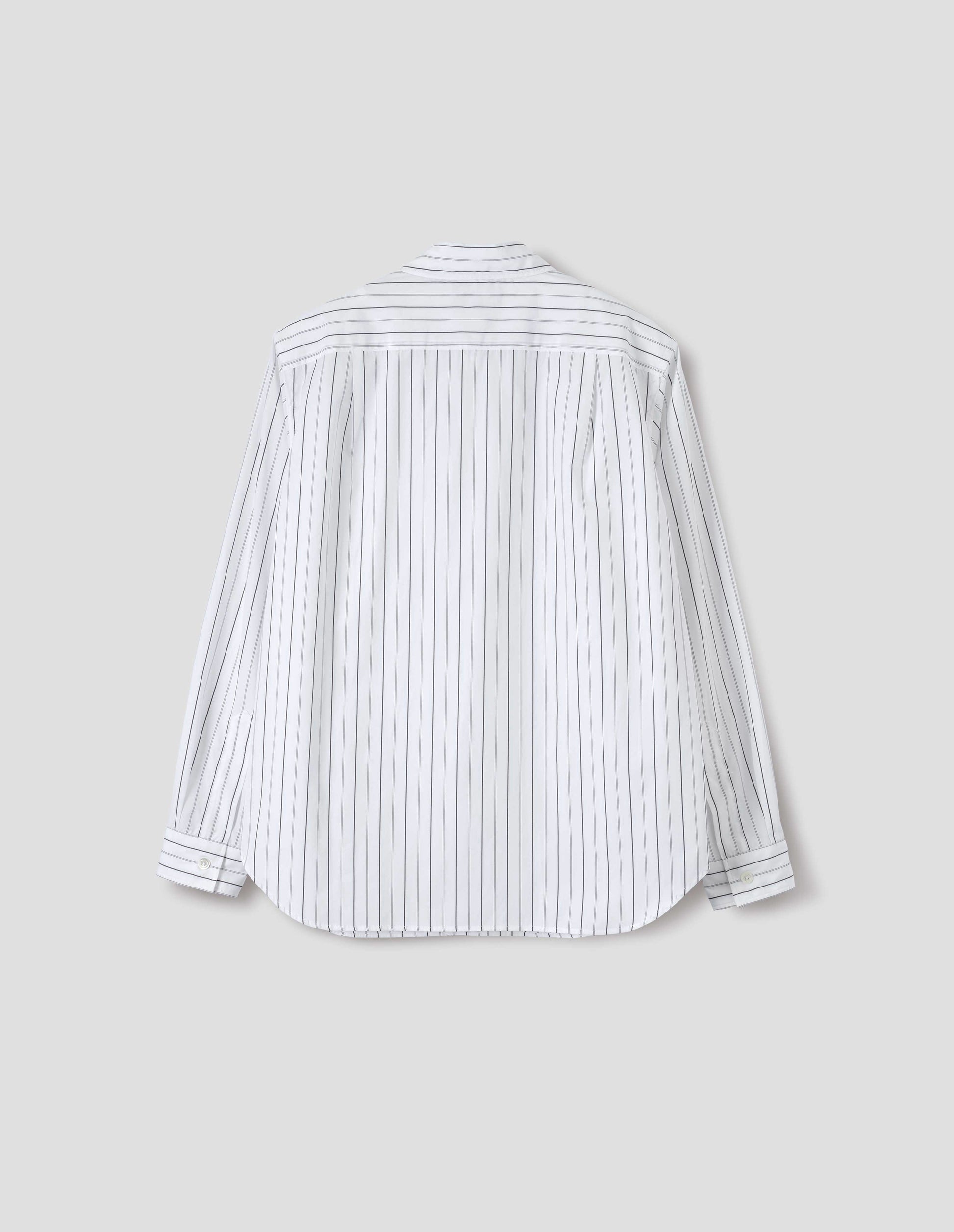 White charcoal wide graphic stripe cotton Basic Shirt | Margaret Howell