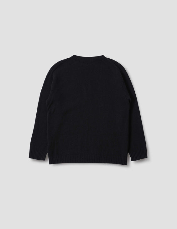 Merino cashmere seamless bed jumper in black | Margaret Howell