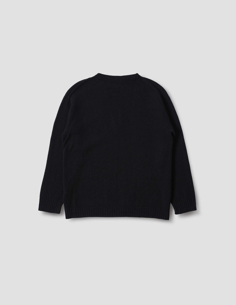 Merino cashmere seamless bed jumper in black | Margaret Howell