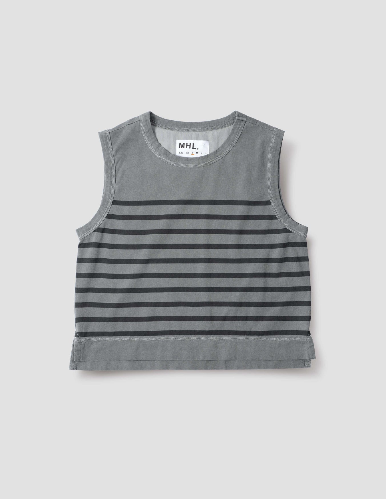Carbon, black jersey Overdye Stripe Tank Top | MHL. by Margaret Howell